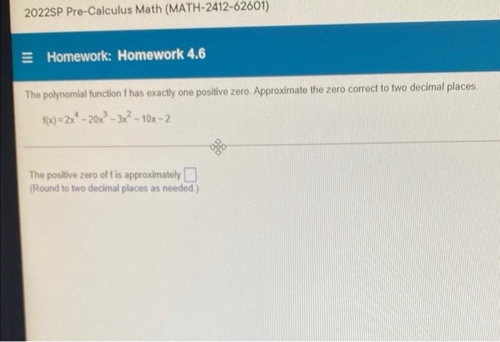 Solved 2022SP Pre-Calculus Math (MATH-2412-62601) Homework: | Chegg.com