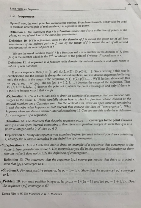 Solved Limit Points and Sequences 1.2 Sequences Up until | Chegg.com