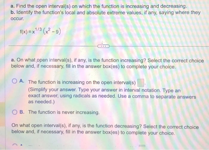 Solved a. Find the open interval(s) on which the function is | Chegg.com