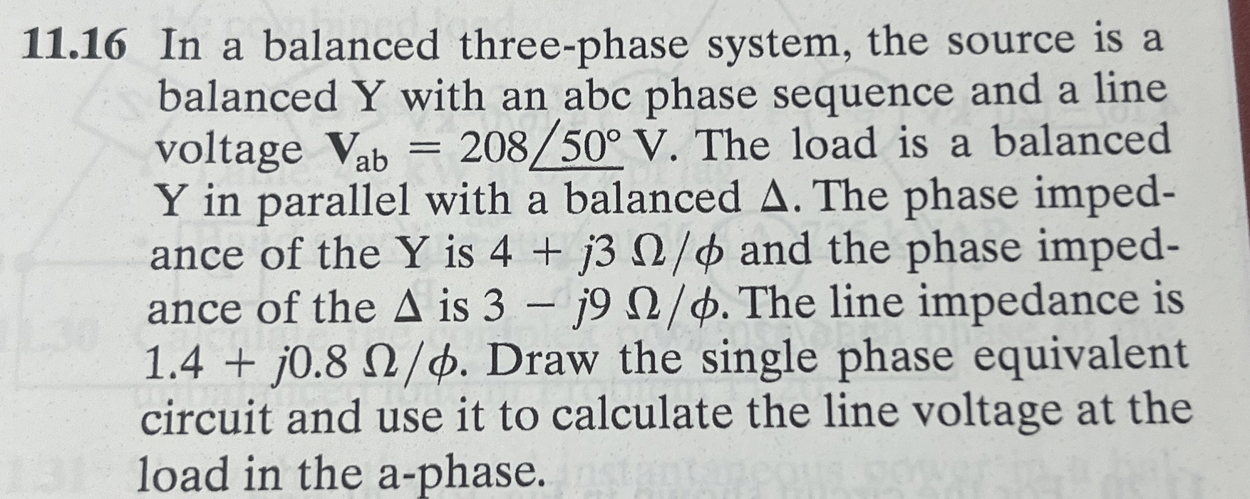 Solved 11.16 ﻿In a balanced three-phase system, the source | Chegg.com