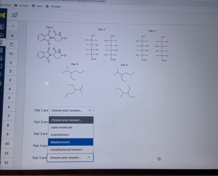Solved Classify the following pairs of molecules as | Chegg.com