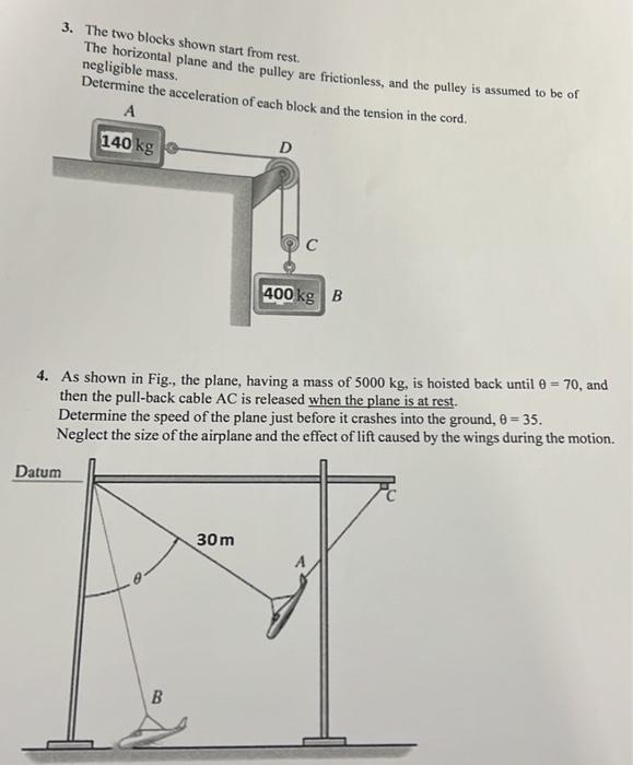 Solved 3. The two blocks shown start from rest. The | Chegg.com