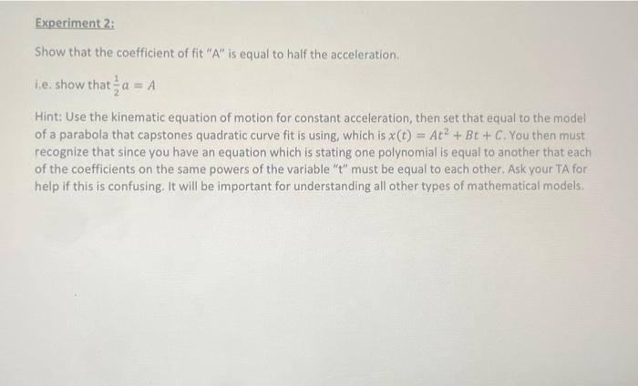 Solved Experiment 2: Constant Acceleration Table 2: Position | Chegg.com