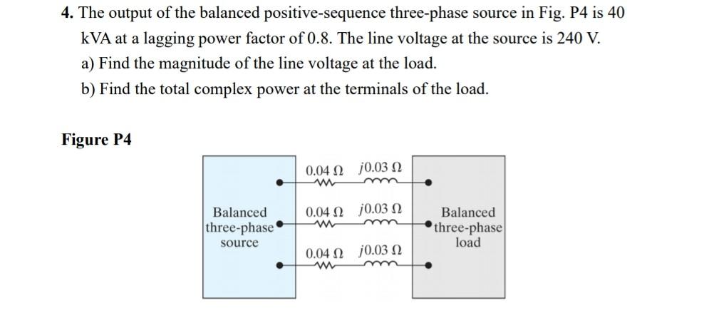 Solved 4. The output of the balanced positive-sequence | Chegg.com