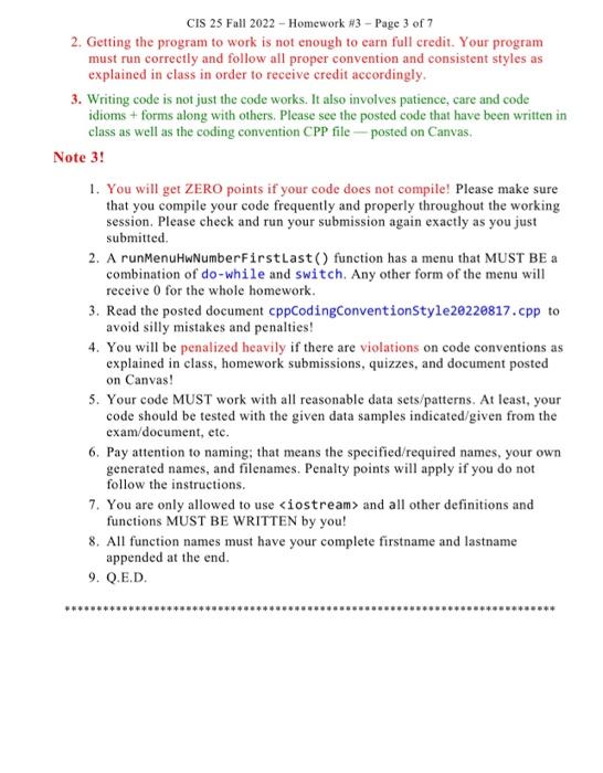 Solved CIS 25 Fall 2022 - Homework #3 - Page I of 7 For all | Chegg.com