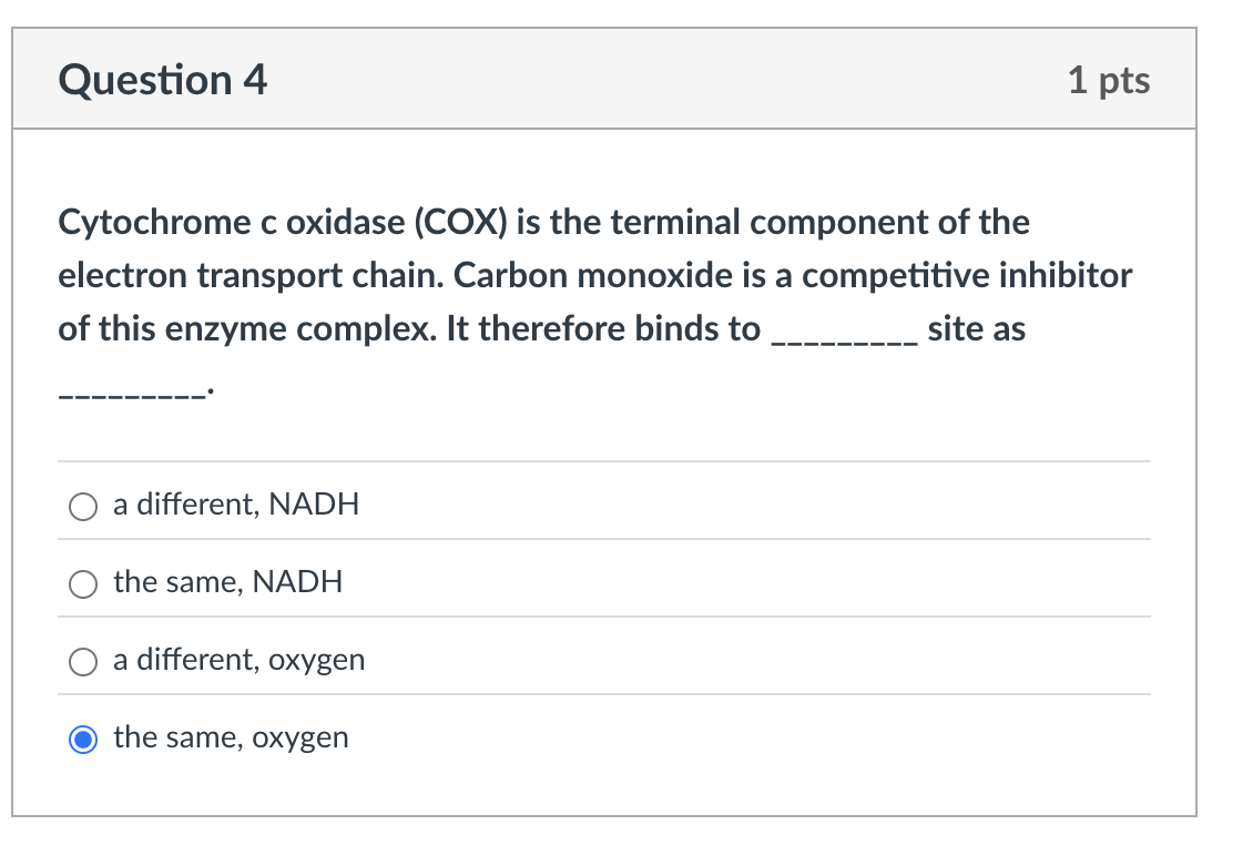 Solved Question 4Cytochrome coxidase (COX) ﻿is the terminal | Chegg.com