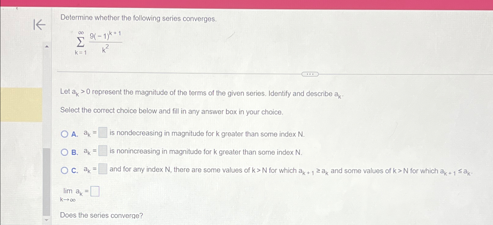 Solved Determine whether the following series | Chegg.com