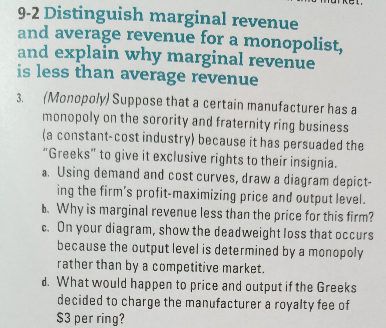 Solved 9-2 ﻿Distinguish marginal revenue and average revenue | Chegg.com