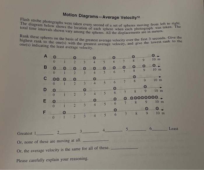 Solved Motion Diagrams-Average Velocity 12 Flash strobe | Chegg.com