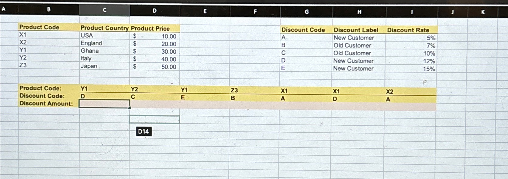 Solved Use functions that automaticaly pick product price | Chegg.com