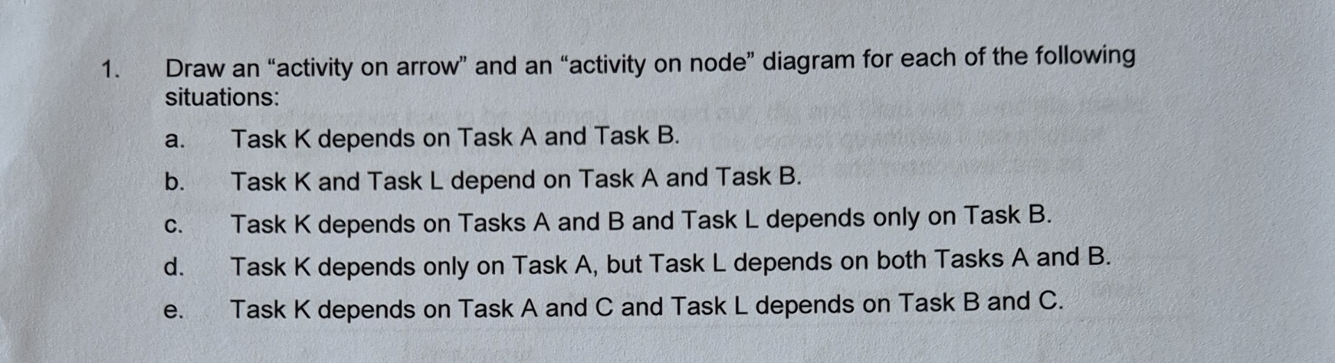 Solved Draw an "activity on arrow" and an "activity on node" | Chegg.com