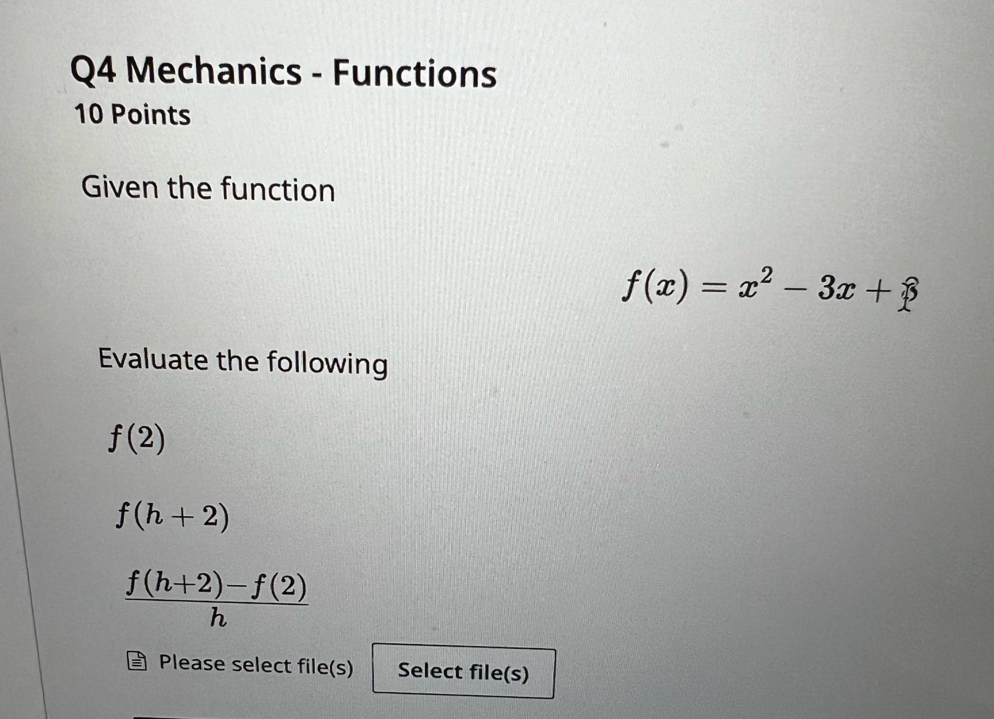 Solved Given the functionf(x)=x2-3x+8Evaluate the | Chegg.com