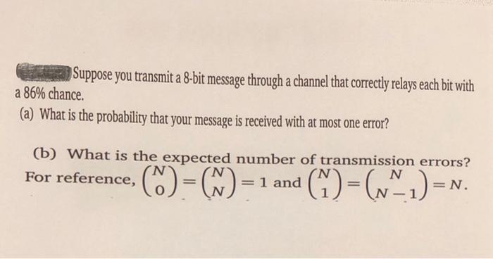 Solved Suppose you transmit a 8-bit message through a | Chegg.com