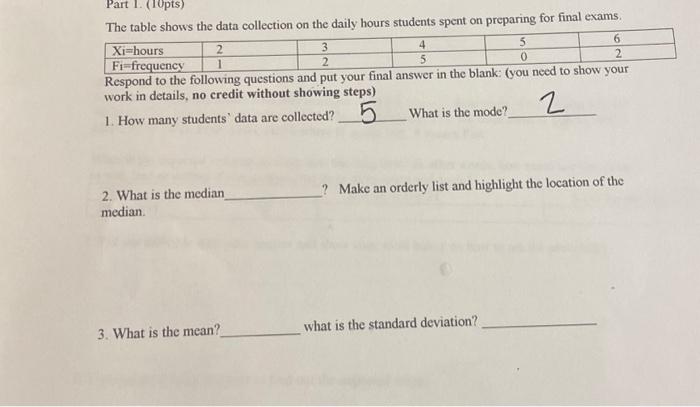 Solved The table shows the data collection on the daily | Chegg.com