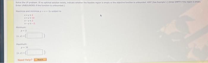Solved Solve the LP problem. If no optimal solution exists, | Chegg.com
