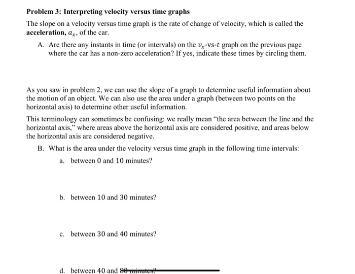 Solved Problem 3: Interpreting velocity versus time graphs | Chegg.com