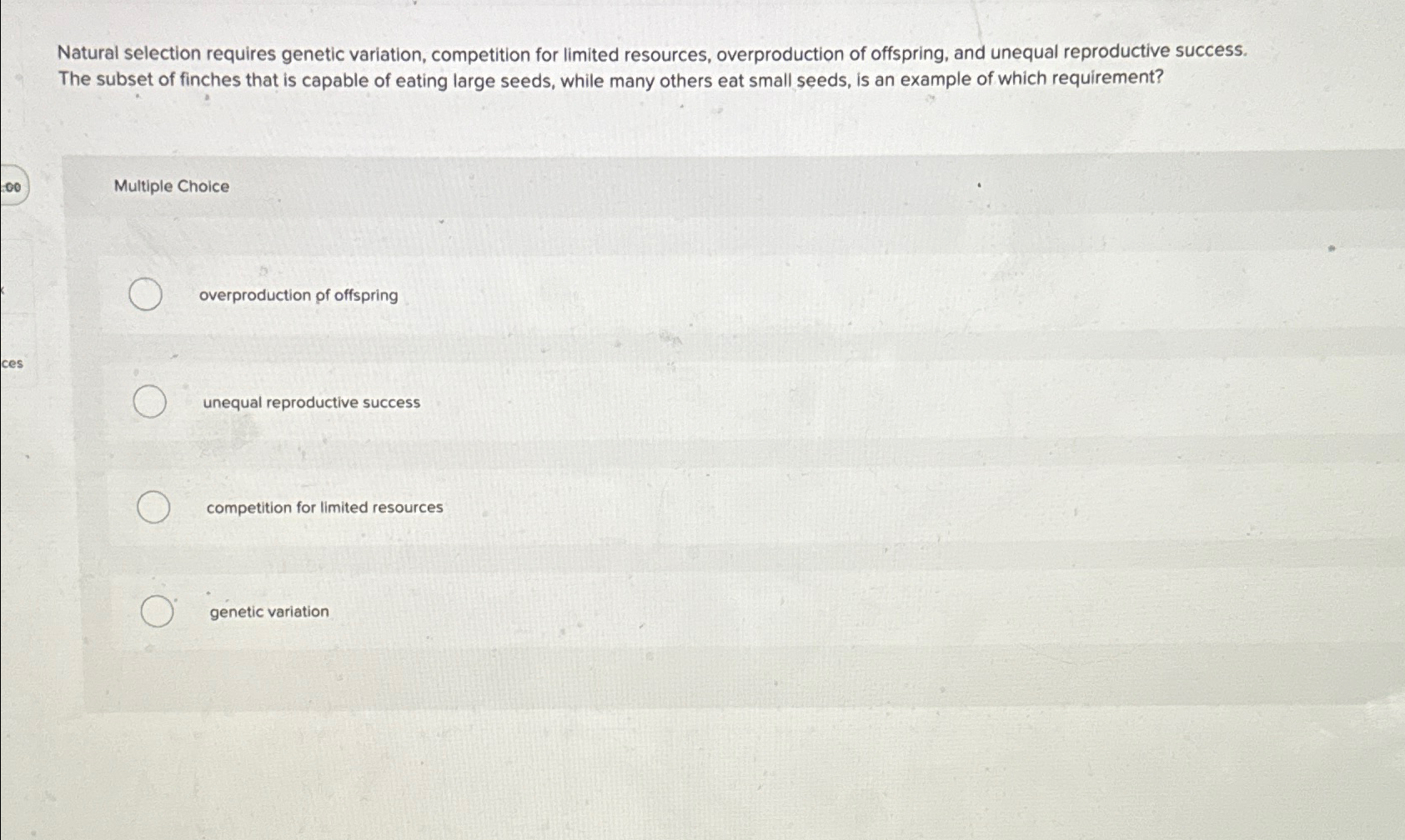 Solved Natural selection requires genetic variation, | Chegg.com