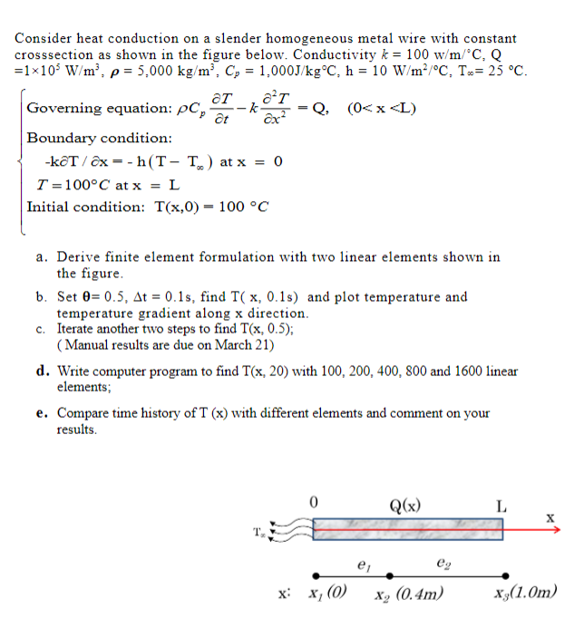 Solved Consider heat conduction on a slender homogeneous | Chegg.com