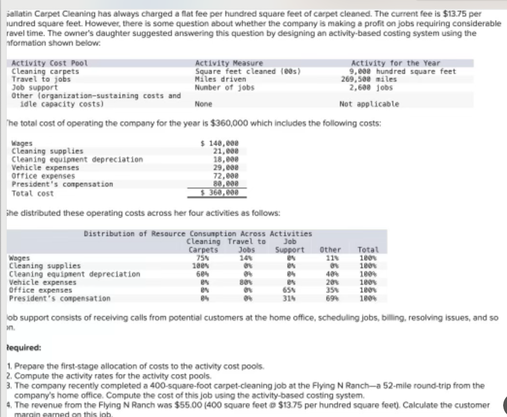 Solved Prepare the first-stage allocation of costs to the | Chegg.com