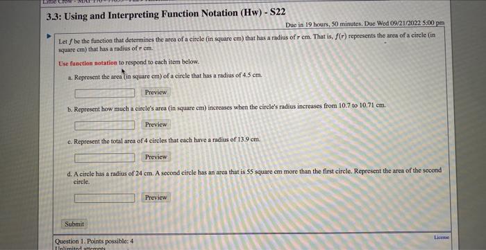 Solved Let f be the function that determines the area of a | Chegg.com