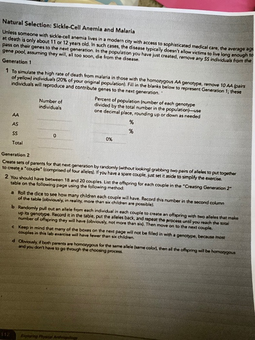 Solved Natural Selection: Sickle-Cell Anemia and Malaria | Chegg.com