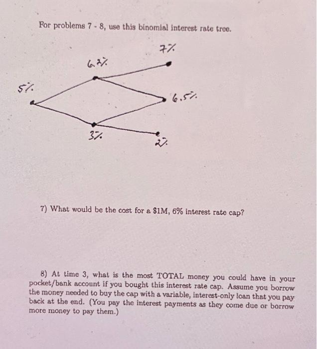 Solved For problems 7−8, use this binomial interest rate | Chegg.com