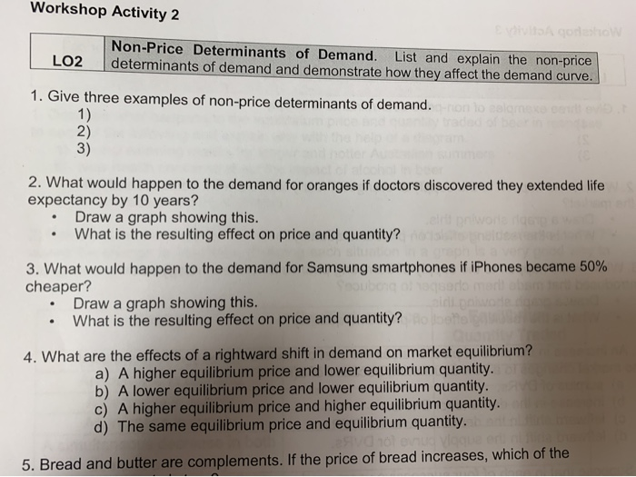 Solved Workshop Activity 2 LO2 Non-Price Determinants of | Chegg.com