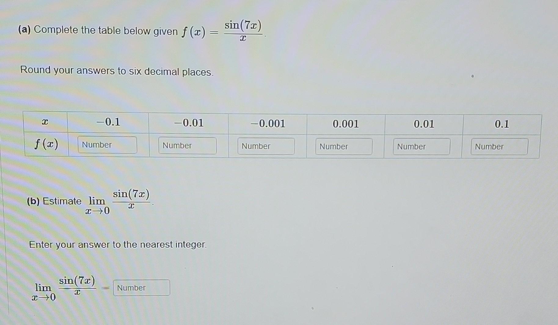 Solved (a) Complete the table below given f(x)=xsin(7x) | Chegg.com