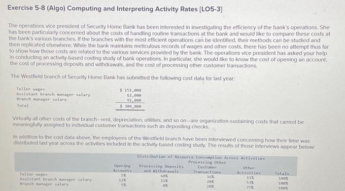 Solved Exercise 5-8 (Algo) Computing and Interpreting | Chegg.com