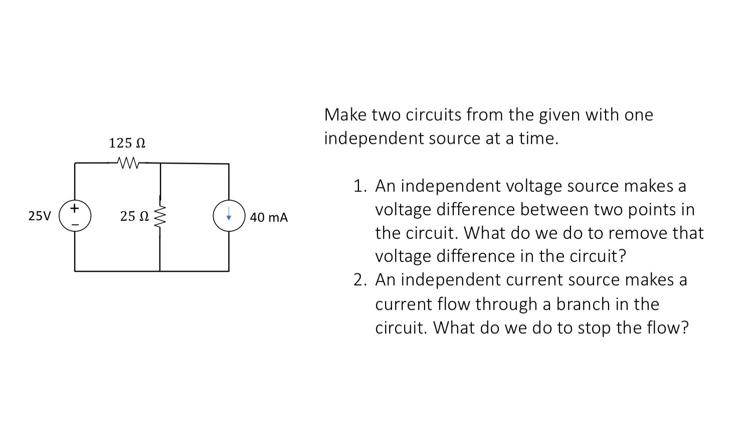 Make two circuits from the given with one independent | Chegg.com