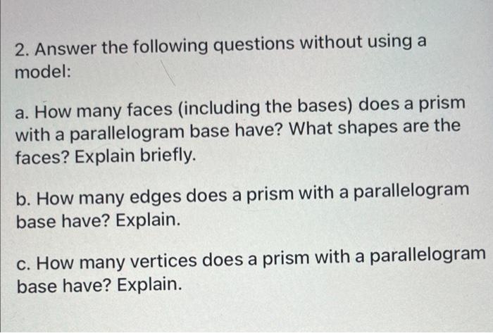 Solved 2. Answer the following questions without using a | Chegg.com