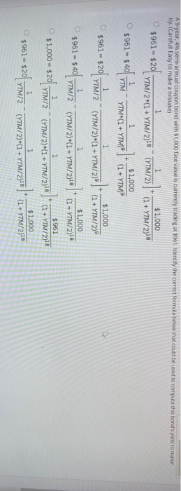 Solved A 9-year, 4 semi-annual coupon bond with $1,000 face | Chegg.com