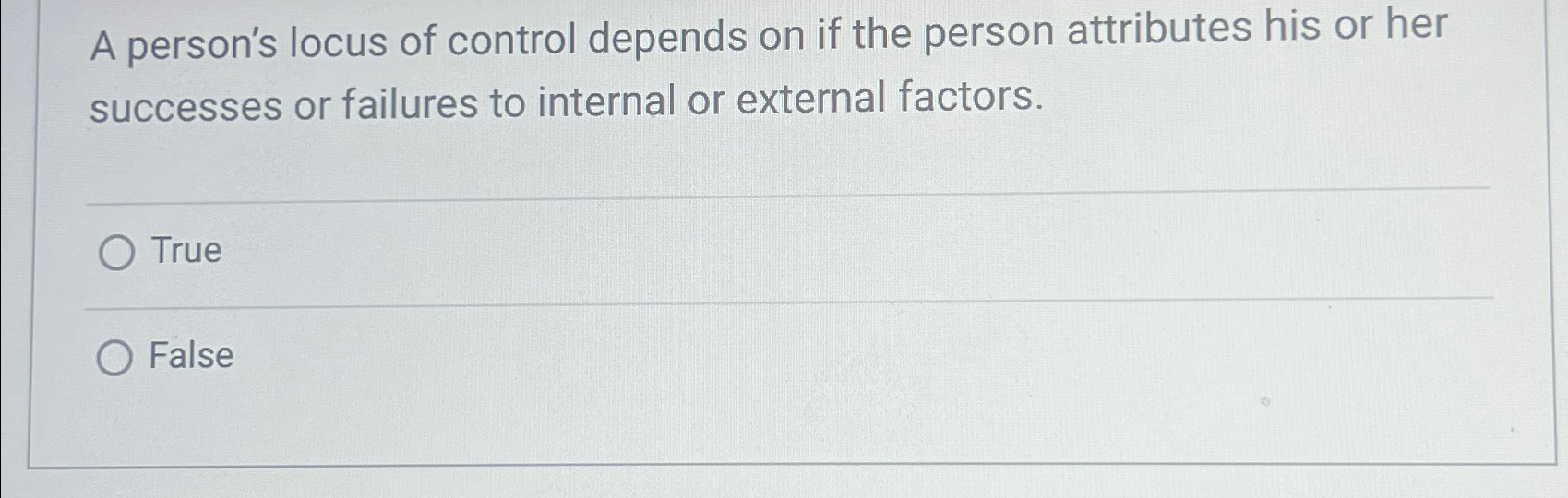 Solved A person's locus of control depends on if the person | Chegg.com