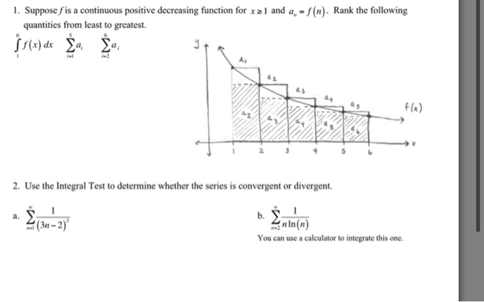 Solved 1. Suppose fis a continuous positive decreasing | Chegg.com