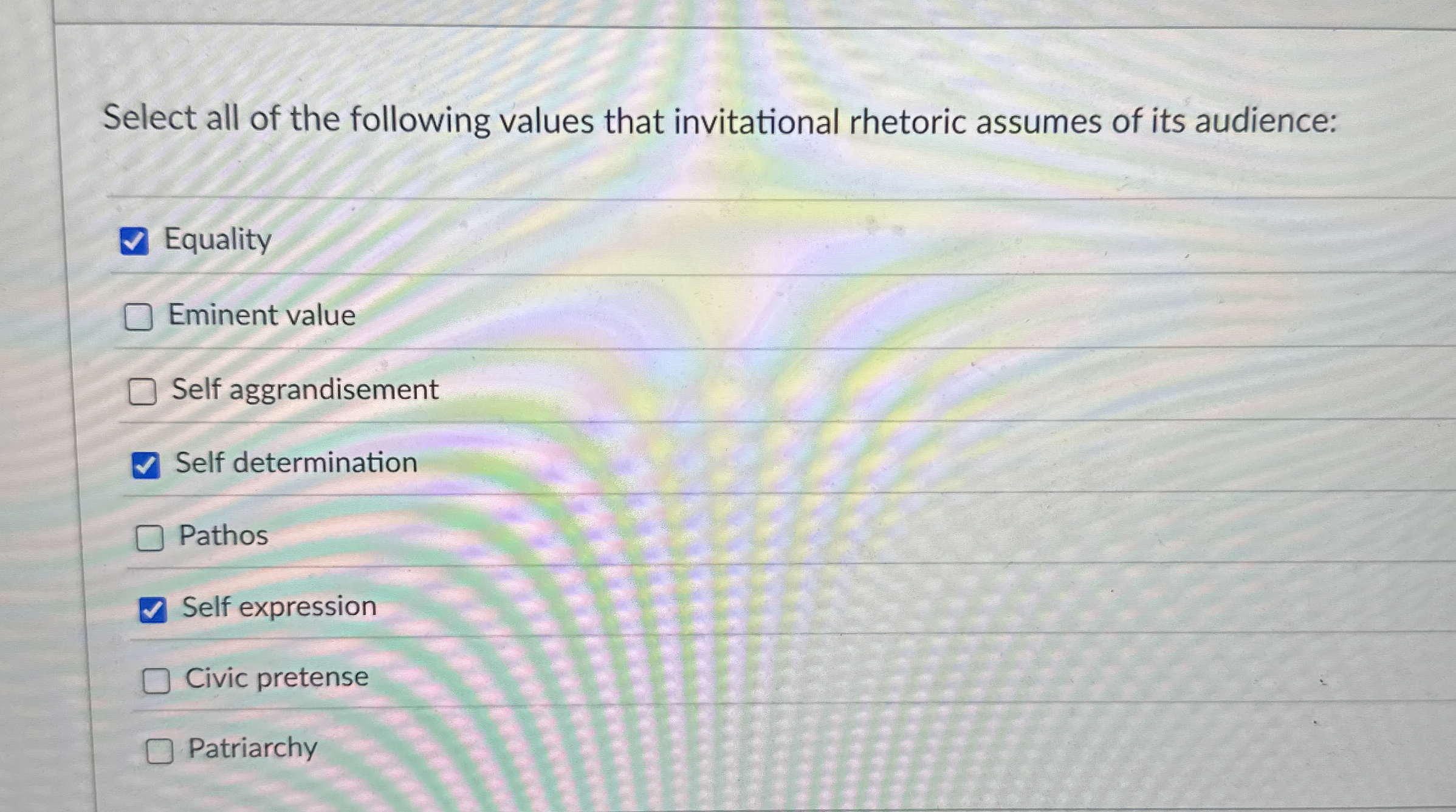 Solved Select all of the following values that invitational | Chegg.com