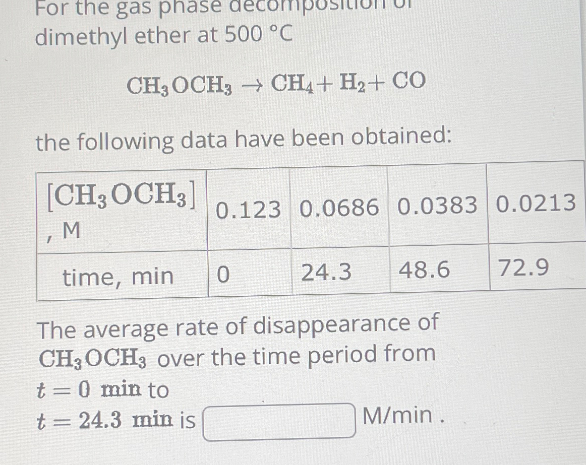 Solved For the gas phase dimethyl ether at | Chegg.com