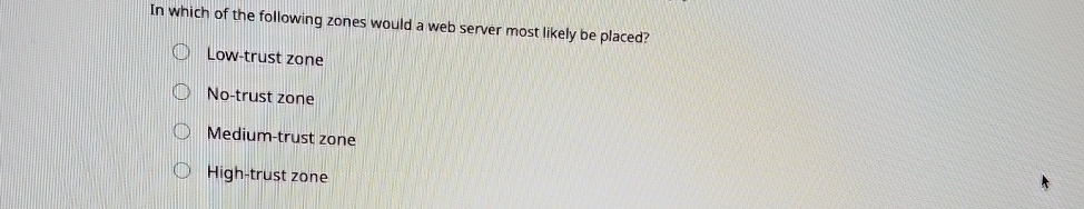 Solved In which of the following zones would a web server | Chegg.com