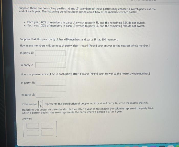 Solved Suppose there are two voting parties: A and B. | Chegg.com