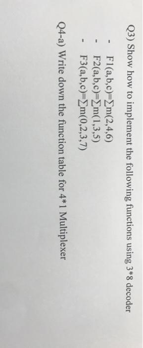 Solved (3) Show how to implement the following functions | Chegg.com