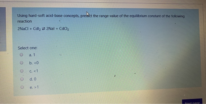 Solved Using hard-soft acid-base concepts, predict the range | Chegg.com