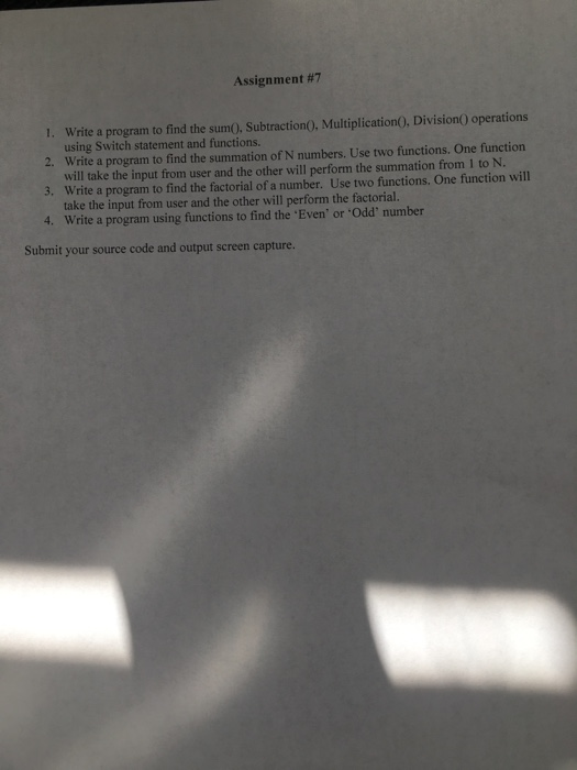 Solved Assignment #7 1. Write a program to find the sum(). | Chegg.com