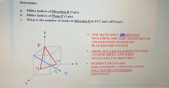 Solved Determine; a. Miller indices of Direction D(3 pts) b. | Chegg.com