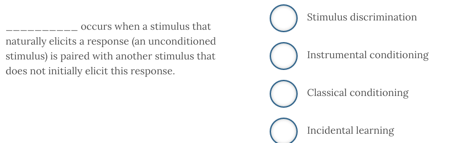 Solved q,occurs when a stimulus that naturally elicits a | Chegg.com
