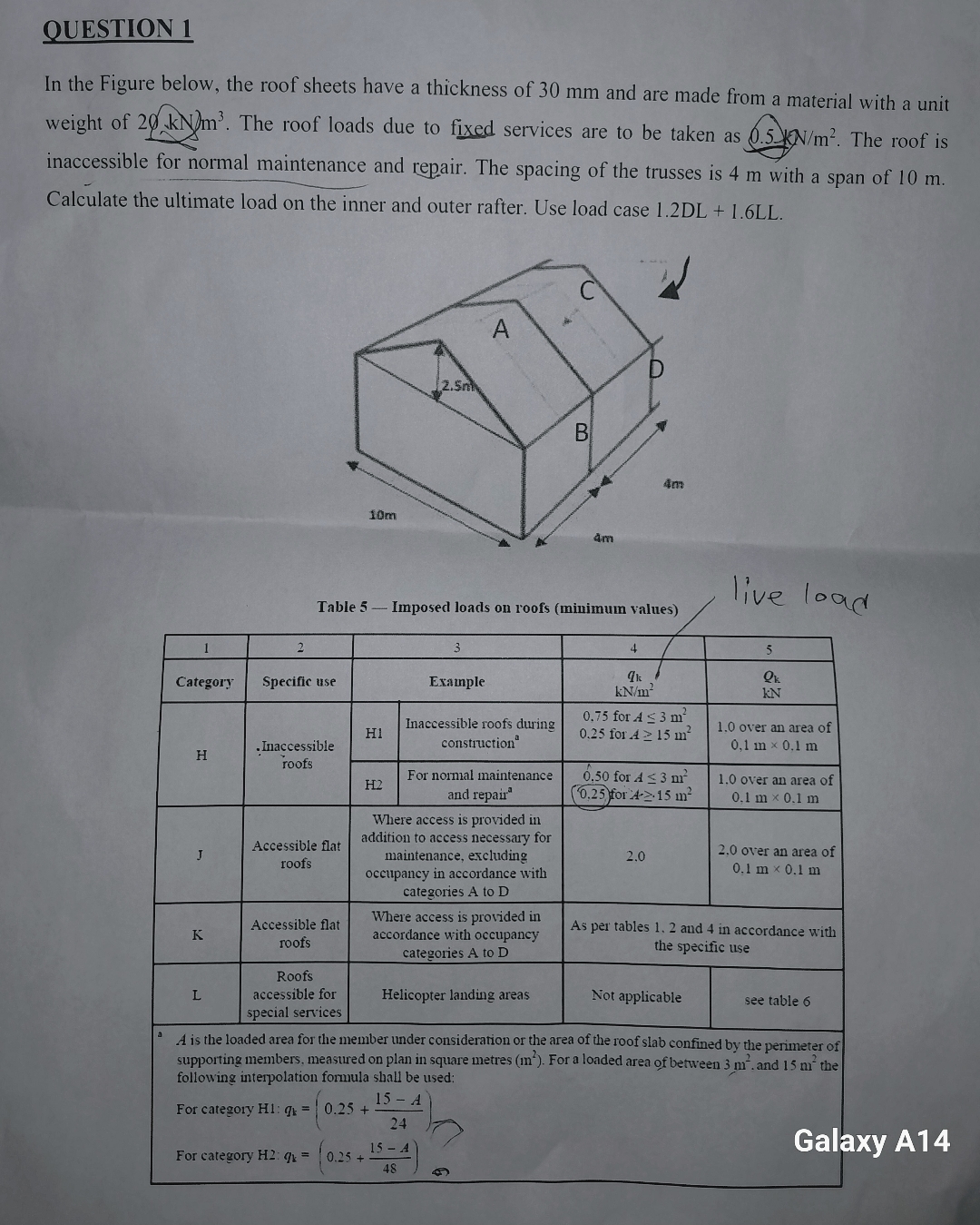 QUESTION 1In the Figure below, the roof sheets have a | Chegg.com