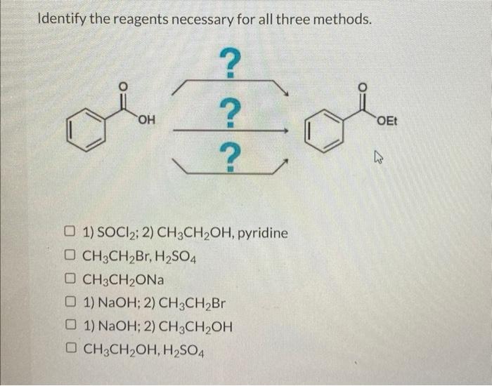 Solved Identify the reagents necessary for all three | Chegg.com