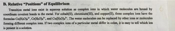 Solved 2. For which metal aquo complex is the equilibrium | Chegg.com