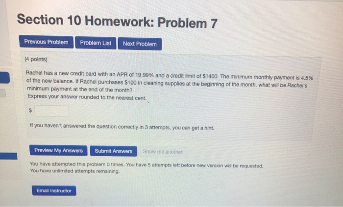 Solved Section 10 Homework: Problem 7 Previous Problem | Chegg.com