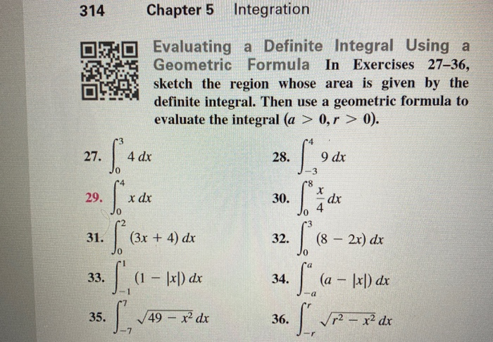 Solved 314 Chapter 5 Integration هی Evaluating a Definite | Chegg.com