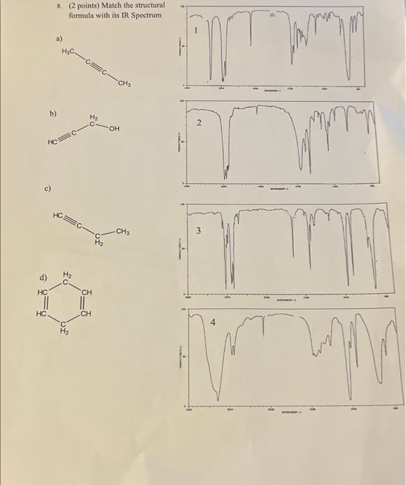 Solved HC b) 8. (2 points) Match the structural formula with | Chegg.com