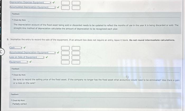 Solved Entries for sale of foxed asset Equipment acquired on | Chegg.com